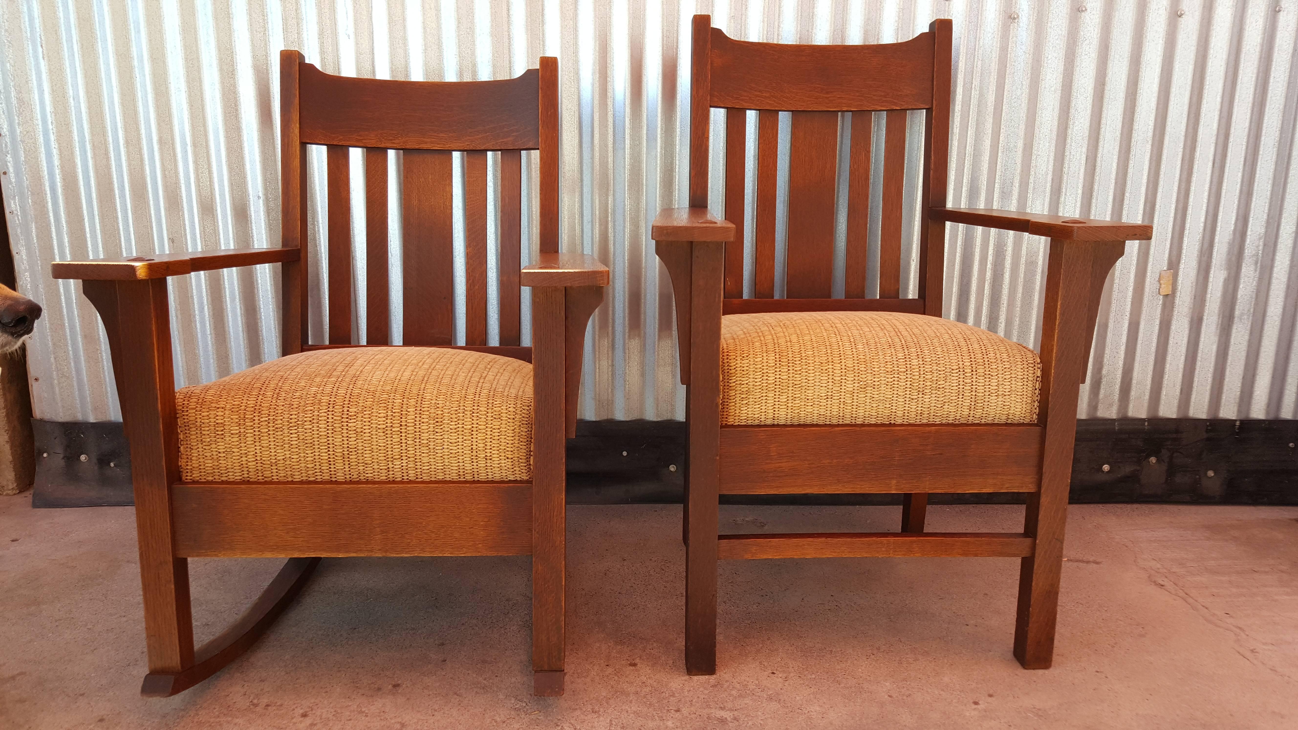 Mission Arts and Crafts Rocker and Armchair by Harden Furniture For ...