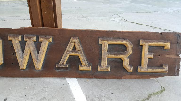 Large Scale Early 20th Century "HARDWARE" Wooden Store Sign For Sale at ...