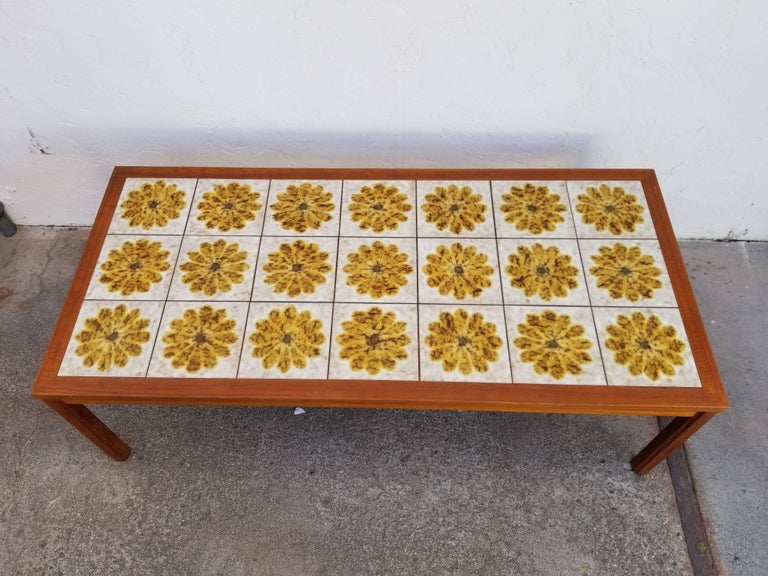 Teak and Tile Coffee Table at 1stDibs
