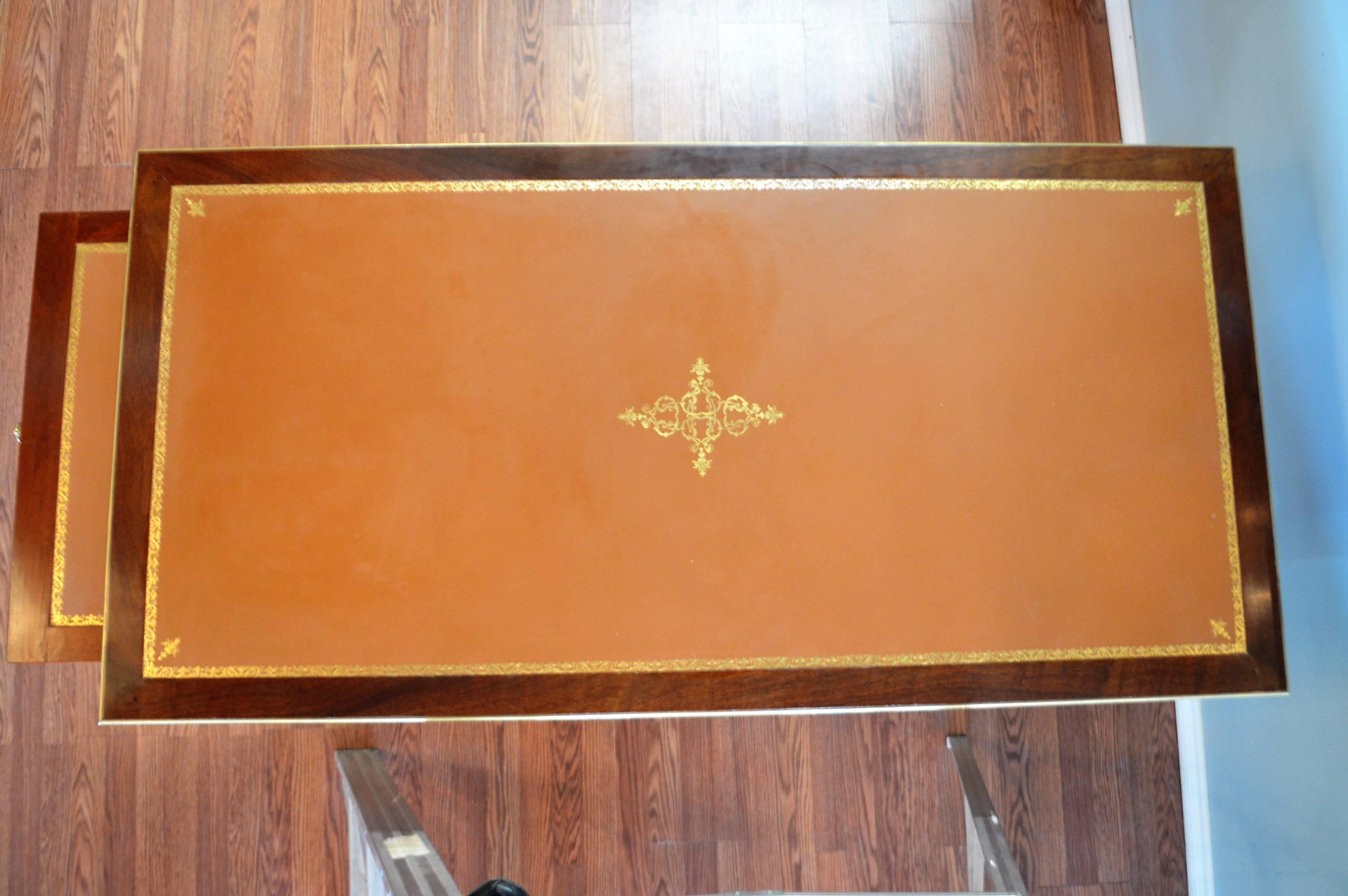 Louis XVI Style Mahogany Desk with Leather Top and Side Pull-Out Tables ...