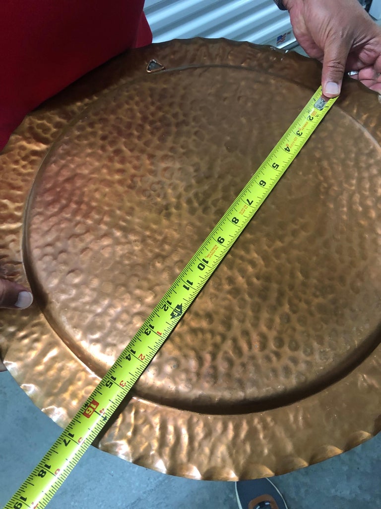 Large Vintage Round Serving Copper Tray at 1stDibs