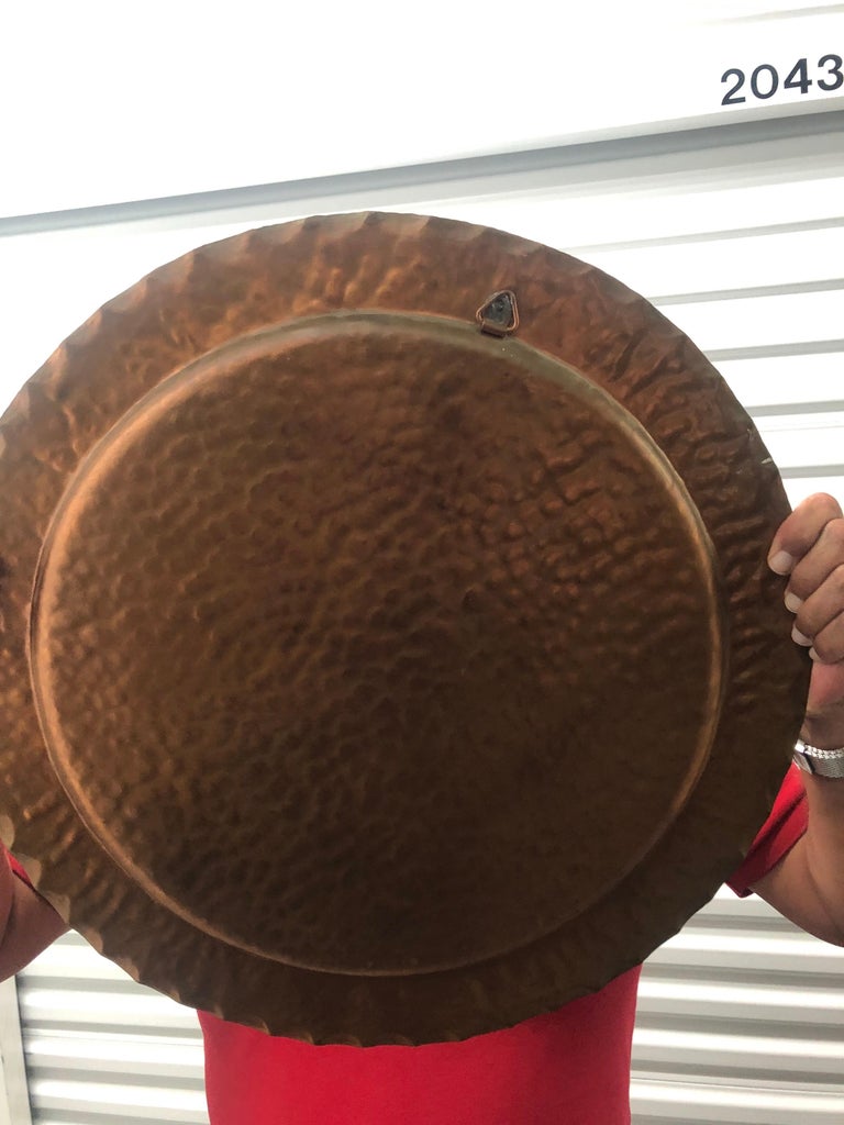 Large Vintage Round Serving Copper Tray at 1stDibs