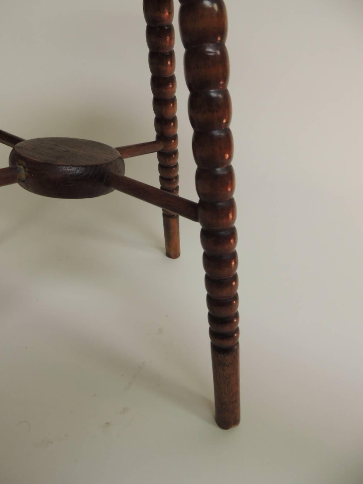Antique English Small Round Bobbin Leg Four Leg Stool at 1stDibs