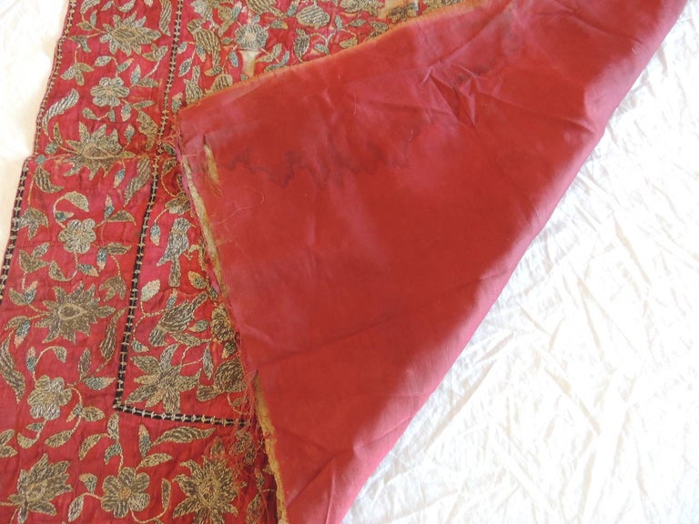Red and Gold Persian Embroidery Square Panel at 1stDibs