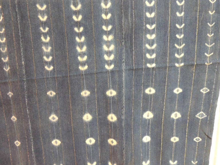 Vintage African Blue and White Yoruba Reversible Artisanal Cloth at 1stDibs
