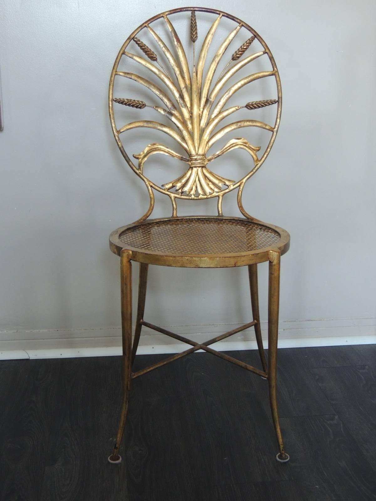 Italian Gold Leaf Sheaf of Wheat Side Chair at 1stDibs | wheat chair