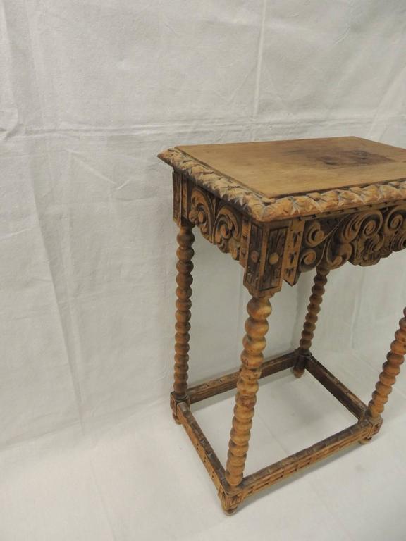 Carved French Country Rustic Wood Side Table at 1stDibs | rustic ...