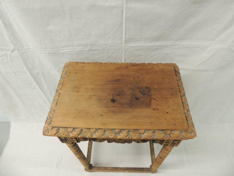 Carved French Country Rustic Wood Side Table at 1stDibs | rustic ...