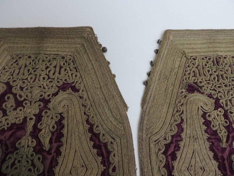 18th Century Persian Embroidered Metallic Threads on Silk Velvet Vest ...