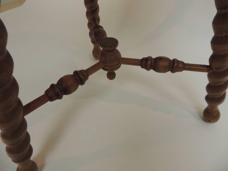 Small Vintage Round Milking Stool with Tripod Burl Twisted Legs at 1stDibs