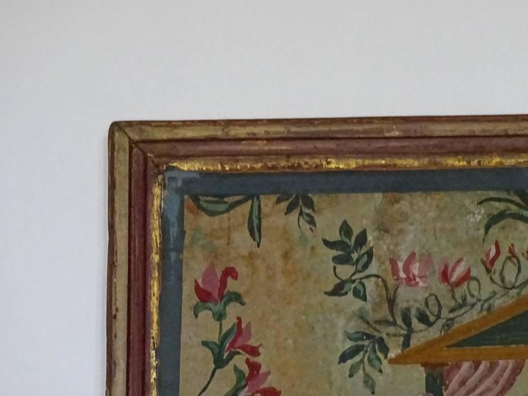 Pair of Framed 18th Century French Painted Paper Panels at 1stDibs