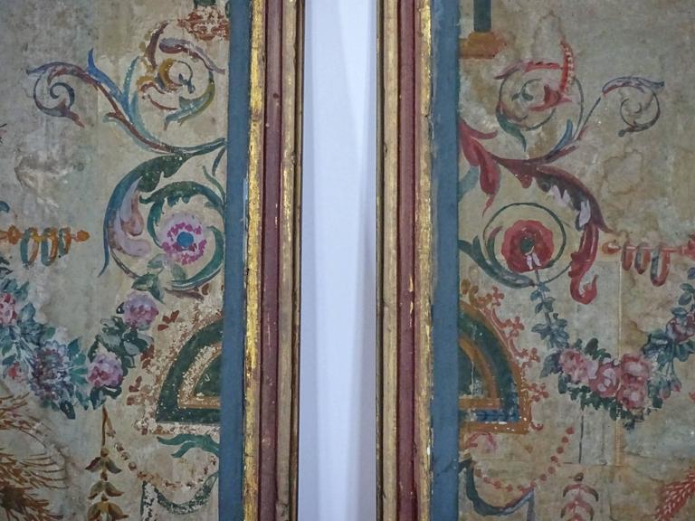 Pair of Framed 18th Century French Painted Paper Panels at 1stDibs