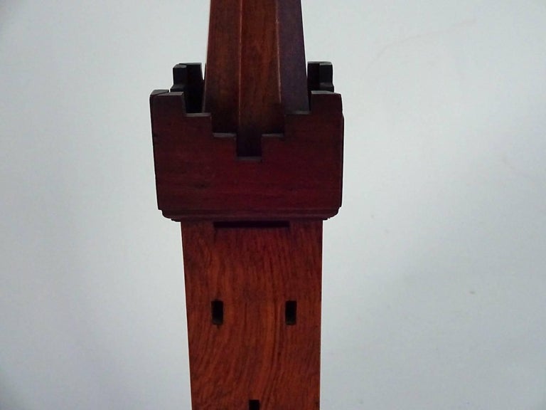 Oak Architectural Tower Model with Spire For Sale at 1stDibs