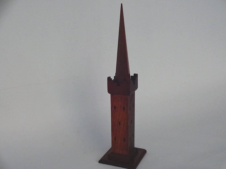 Oak Architectural Tower Model with Spire For Sale at 1stDibs