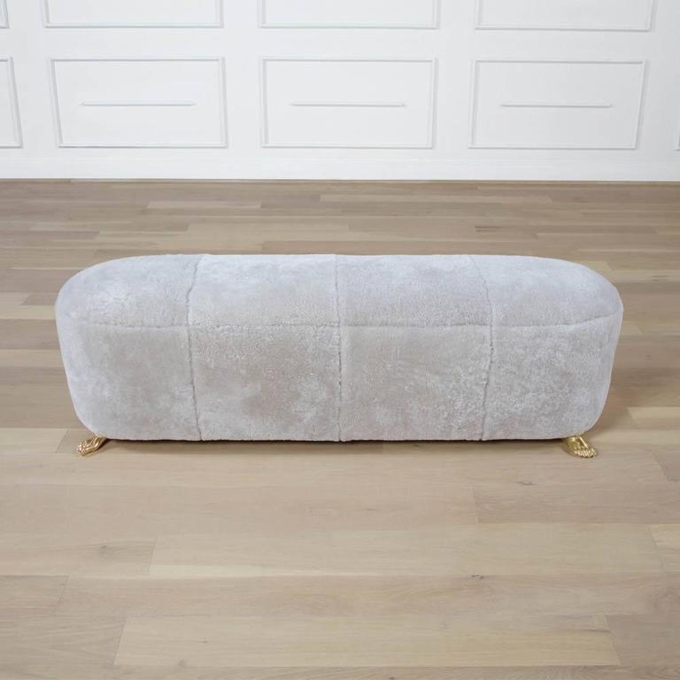 Foot Bench in Shearling Upholstery For Sale at 1stDibs