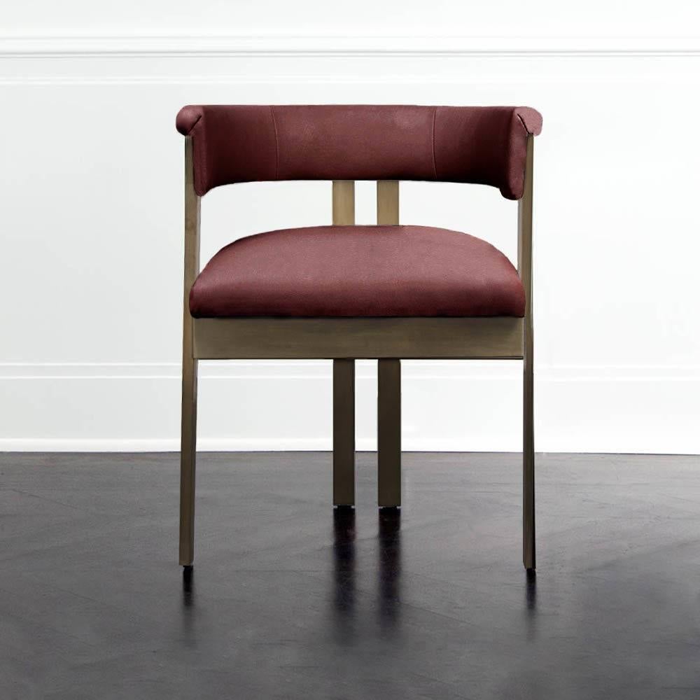 Elliott Dining Chairs, Burnished Brass and Ivory Leather For Sale at ...