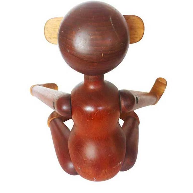 18" Danish Articulated Teak Monkey Sculpture by Kay Bojesen at 1stDibs