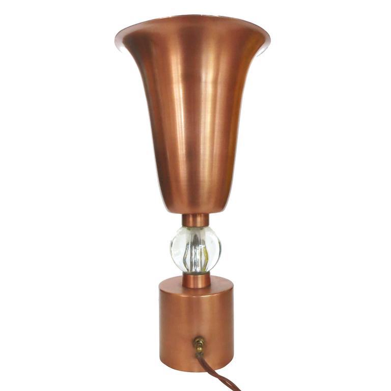 Copper Mid-Century Torchiere Table Lamps, Pair For Sale at 1stDibs