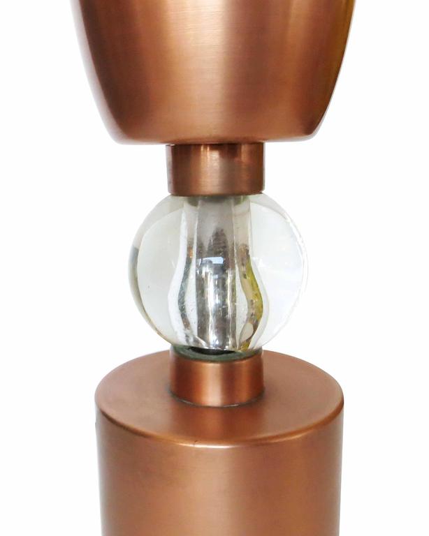 Copper Mid-Century Torchiere Table Lamps, Pair For Sale at 1stDibs