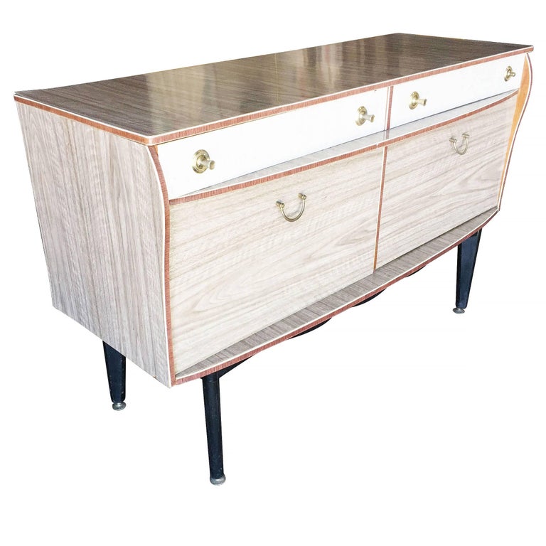 Mid-Century High Style Formica Cupboard Cabinet For Sale at 1stDibs