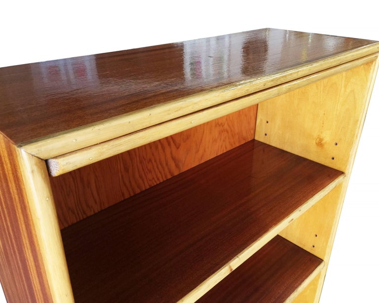 Restored Five-Tier Pole Rattan and Mahogany Book Shelf, Mid-Century at ...