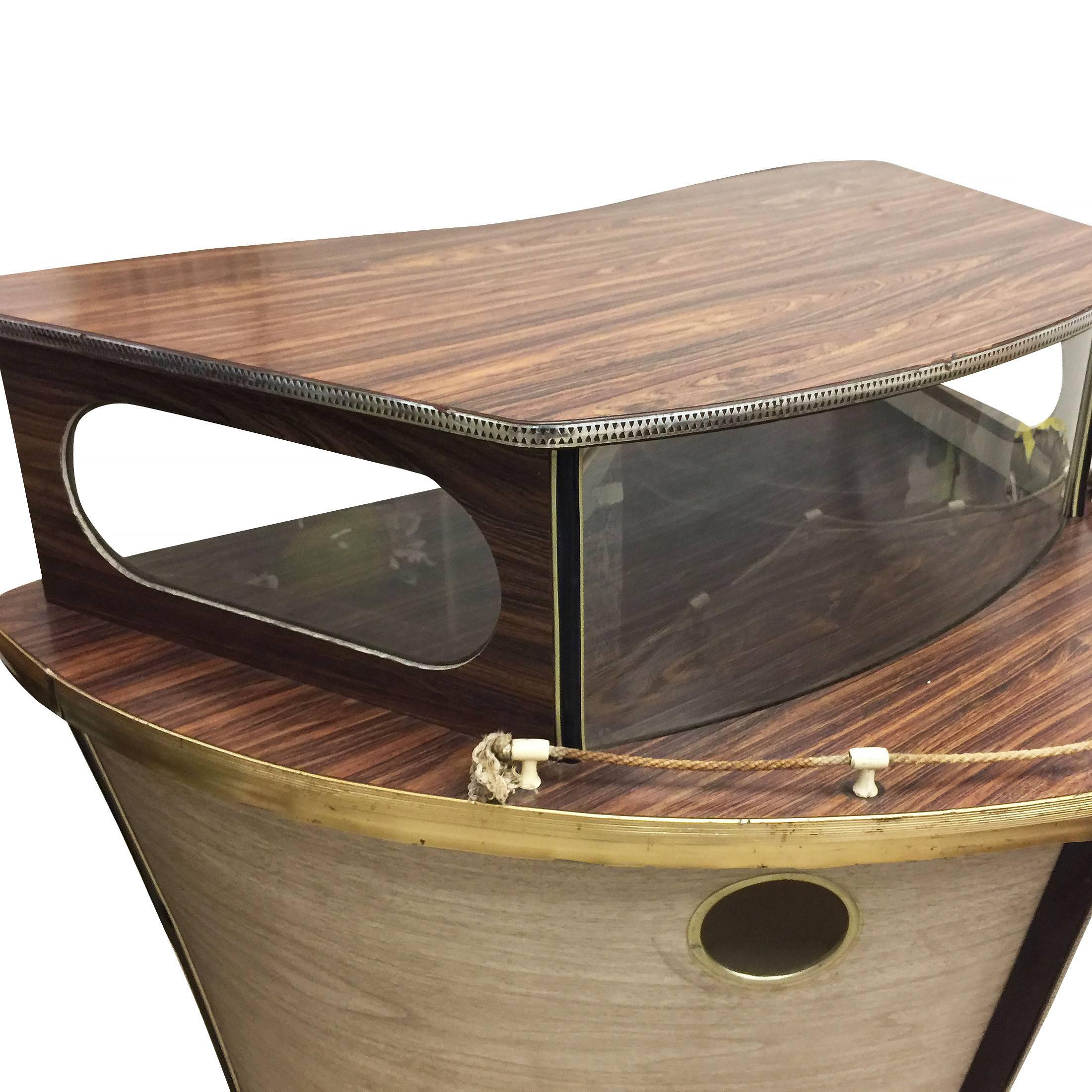 Mid-Century Novelty Yacht Bow Cocktail Bar by Barget of London at ...