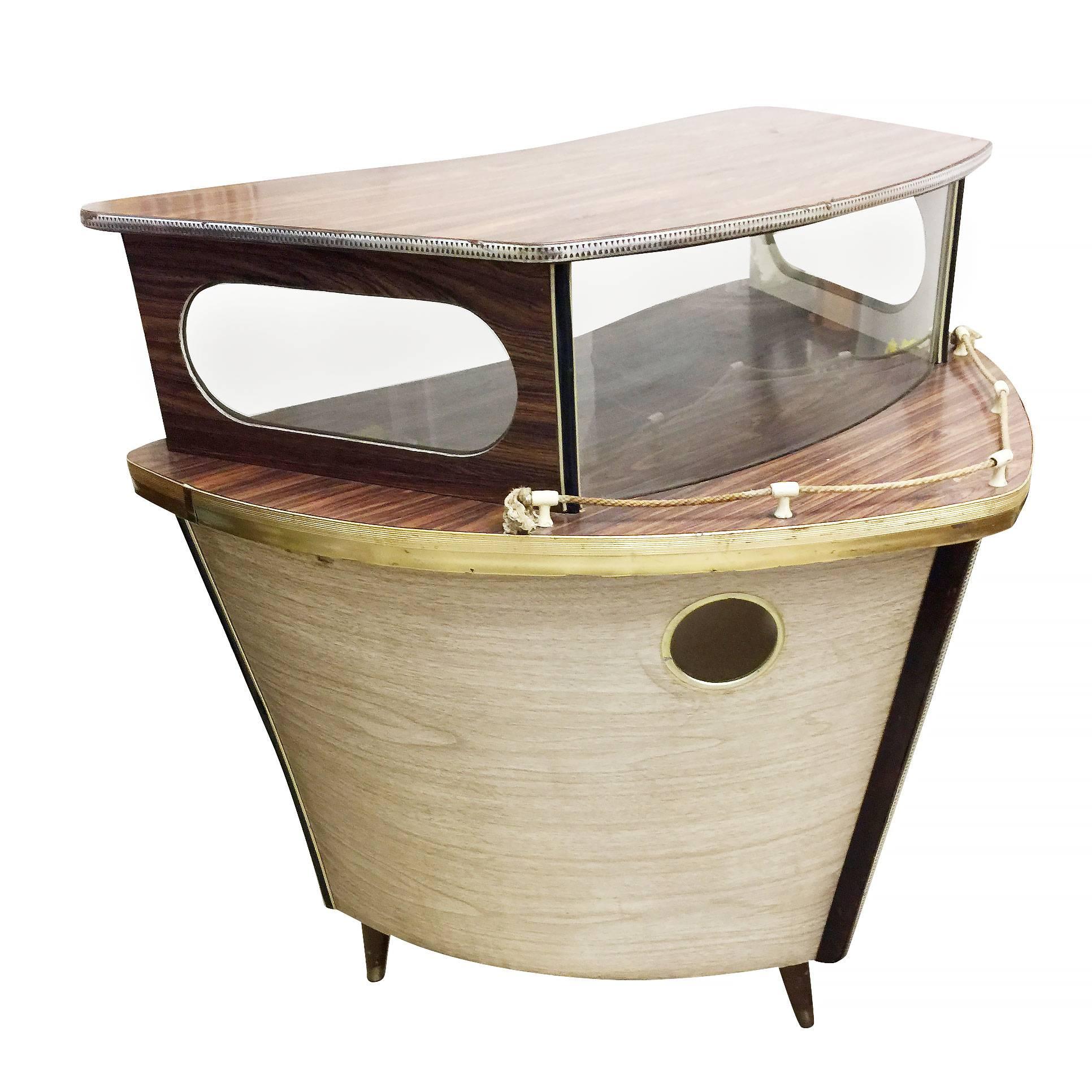 Mid-Century Novelty Yacht Bow Cocktail Bar by Barget of London at ...