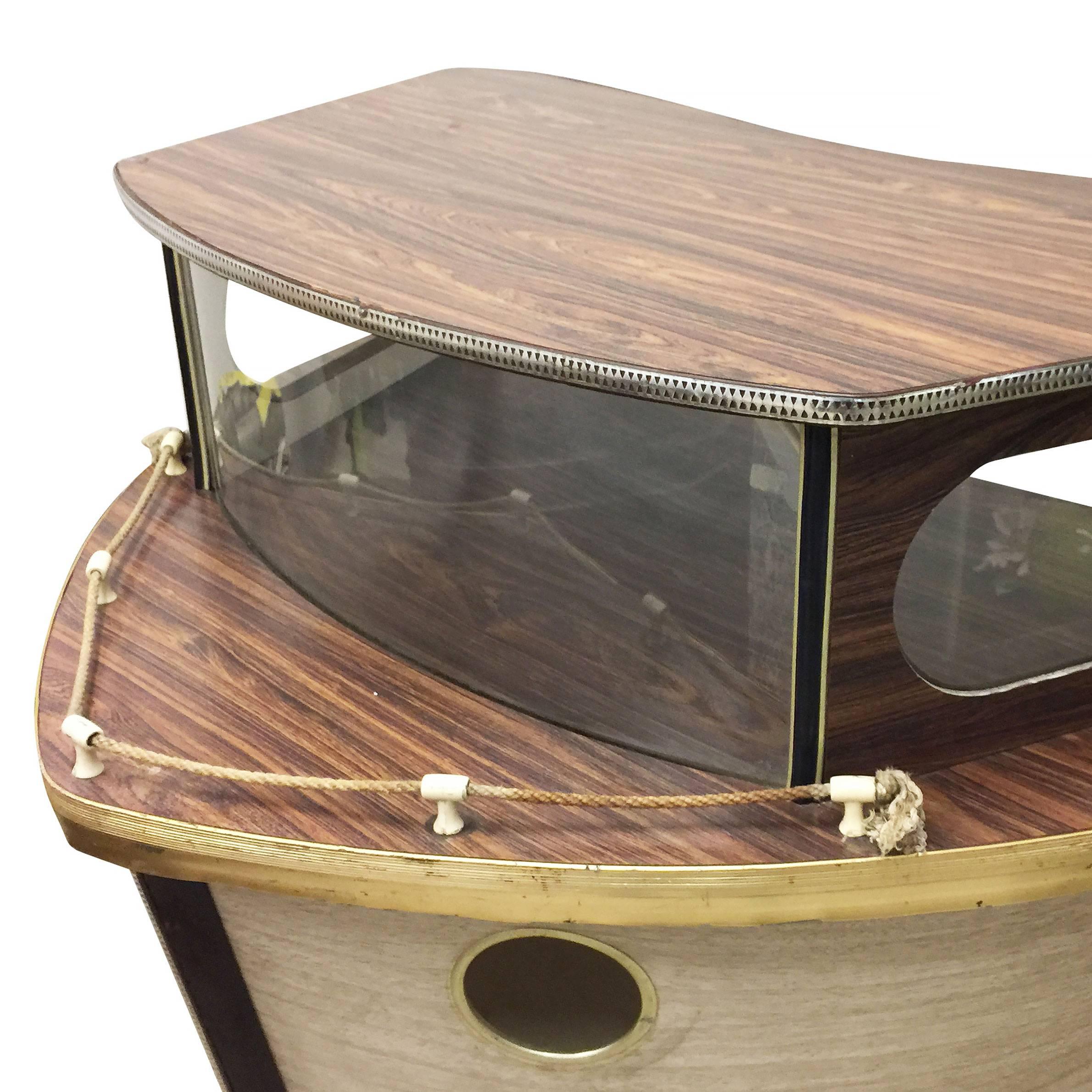 Mid-Century Novelty Yacht Bow Cocktail Bar by Barget of London at ...