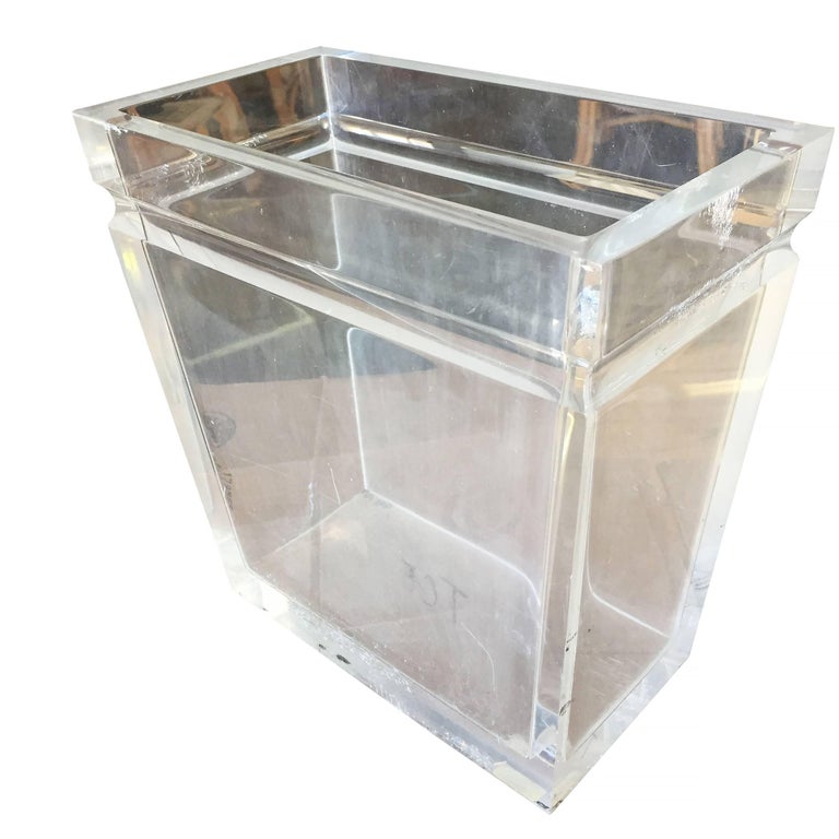 Vintage Clear Lucite Acrylic Trash Can / Bin / Waste Basket at 1stDibs
