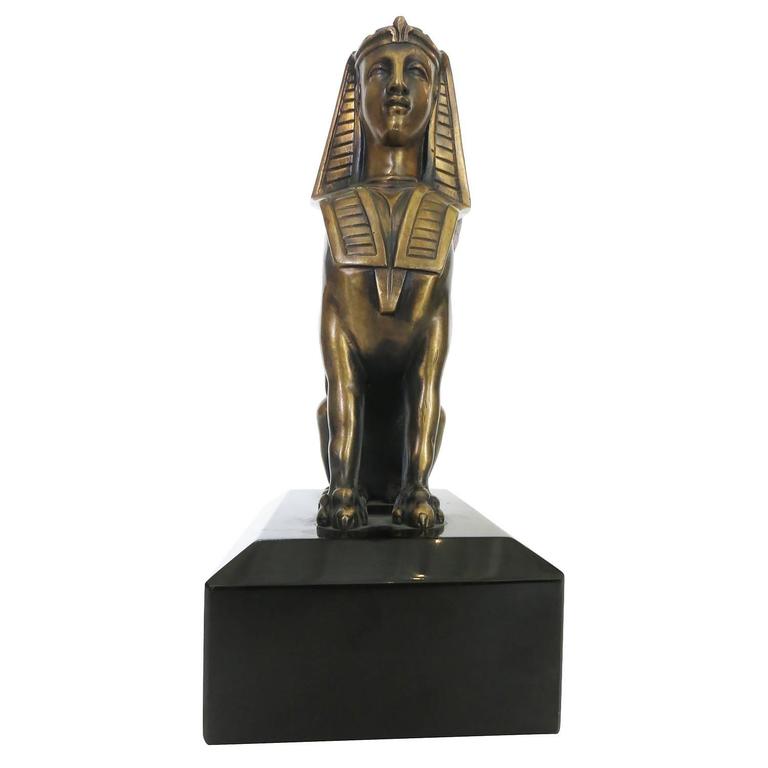 Egyptian Style Bronze Sphinx Griffin Bookend Sculpture Figurines at ...