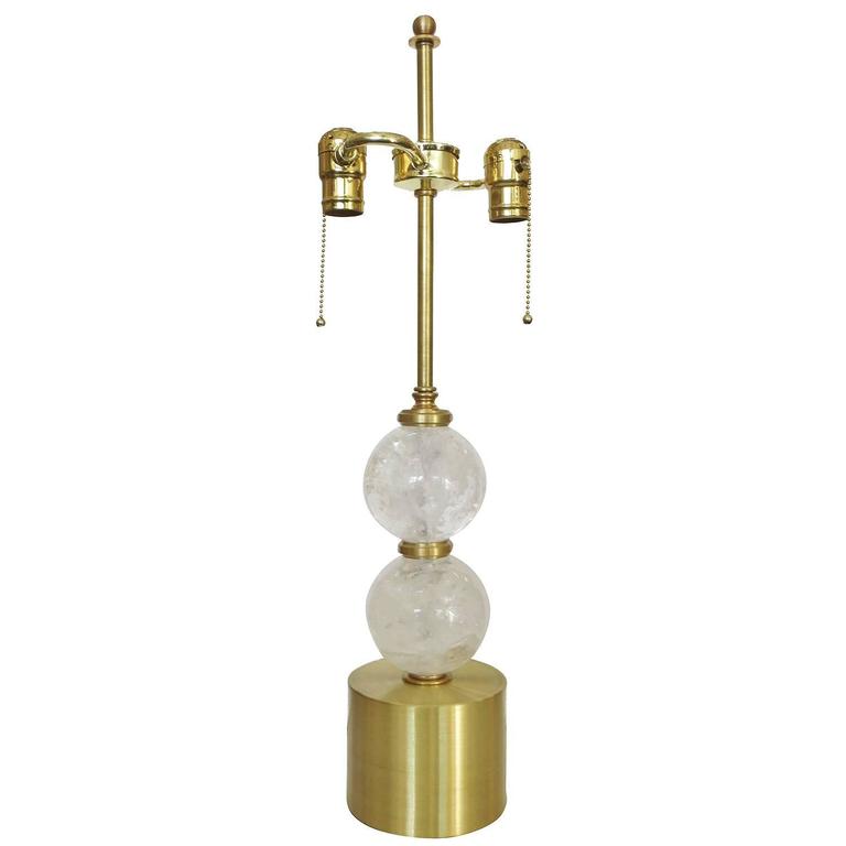 Pair of High Style Brass and Rock Crystal Stone Table Lamps For Sale at ...