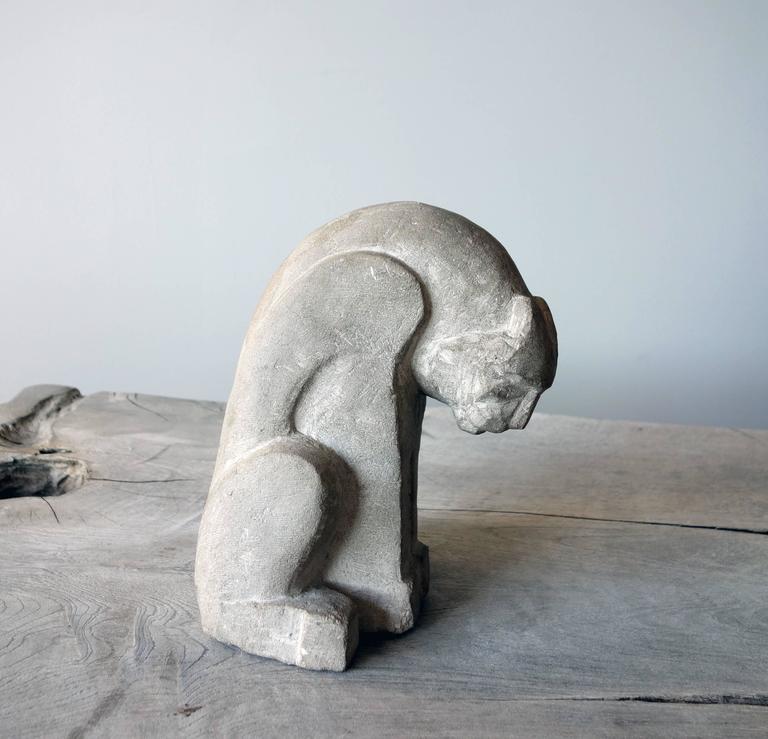 Art Deco Stone Sculpture of a Lioness at 1stDibs