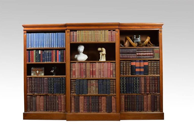 Large Walnut Breakfront Open Bookcase at 1stDibs