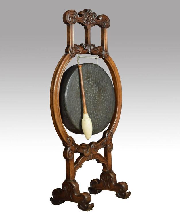 Substantial Oak Country House Floor Standing Dinner Gong at 1stDibs