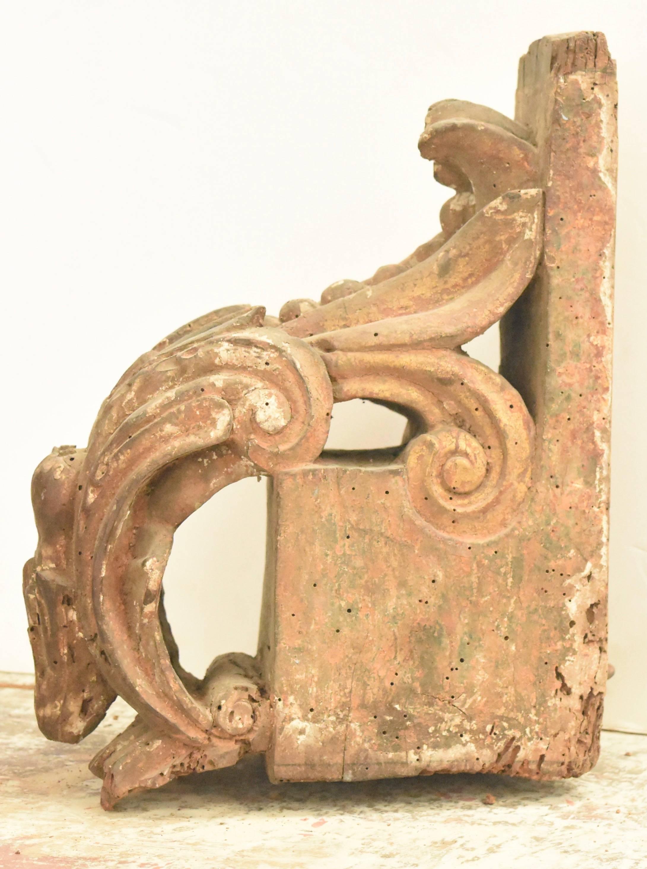 Early 17th Century Wood Carved Polychrome Element from European Altar ...