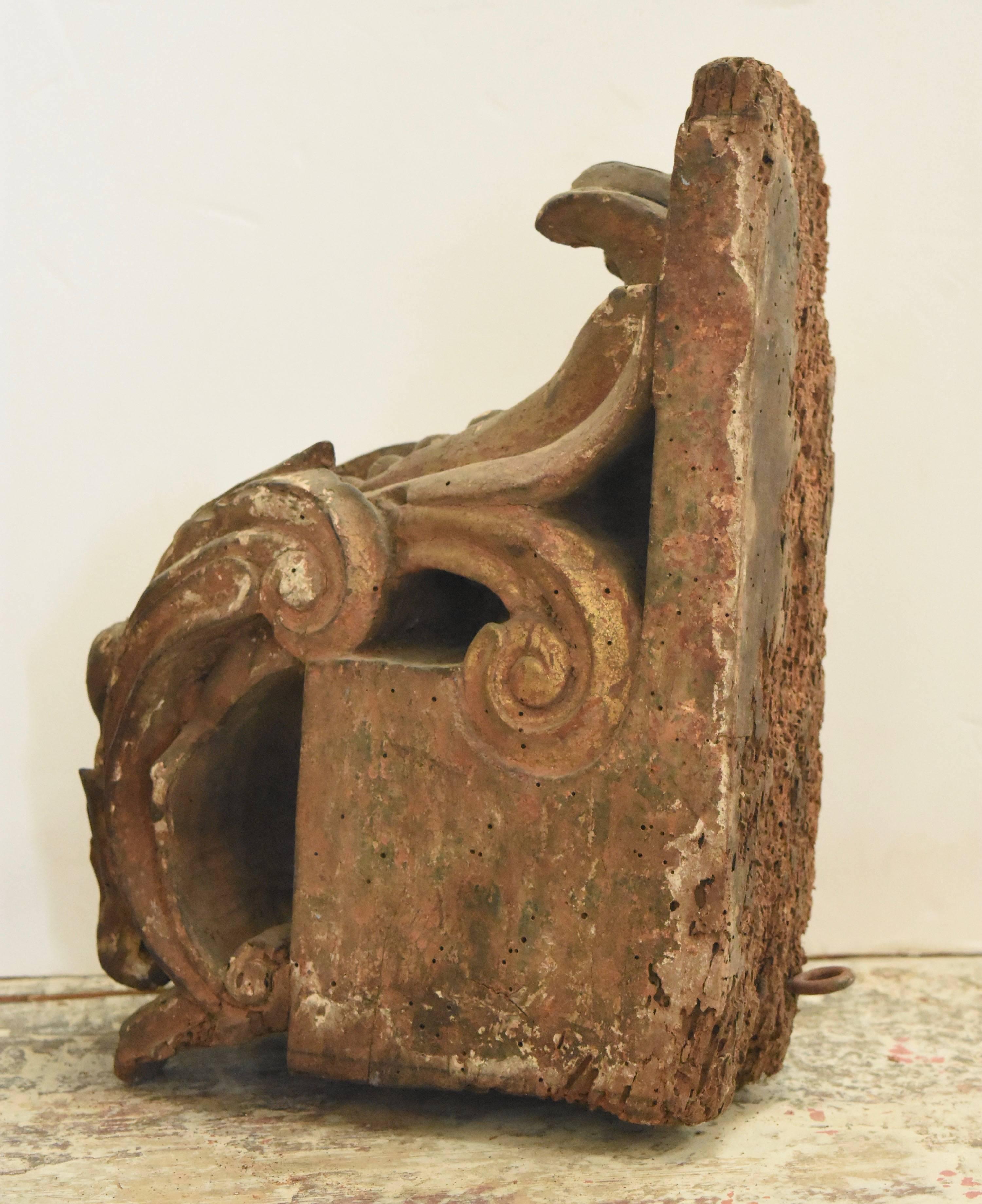 Early 17th Century Wood Carved Polychrome Element from European Altar ...