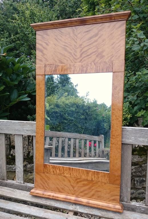 Antique Biedermeier Satin Birch Mirror For Sale at 1stDibs