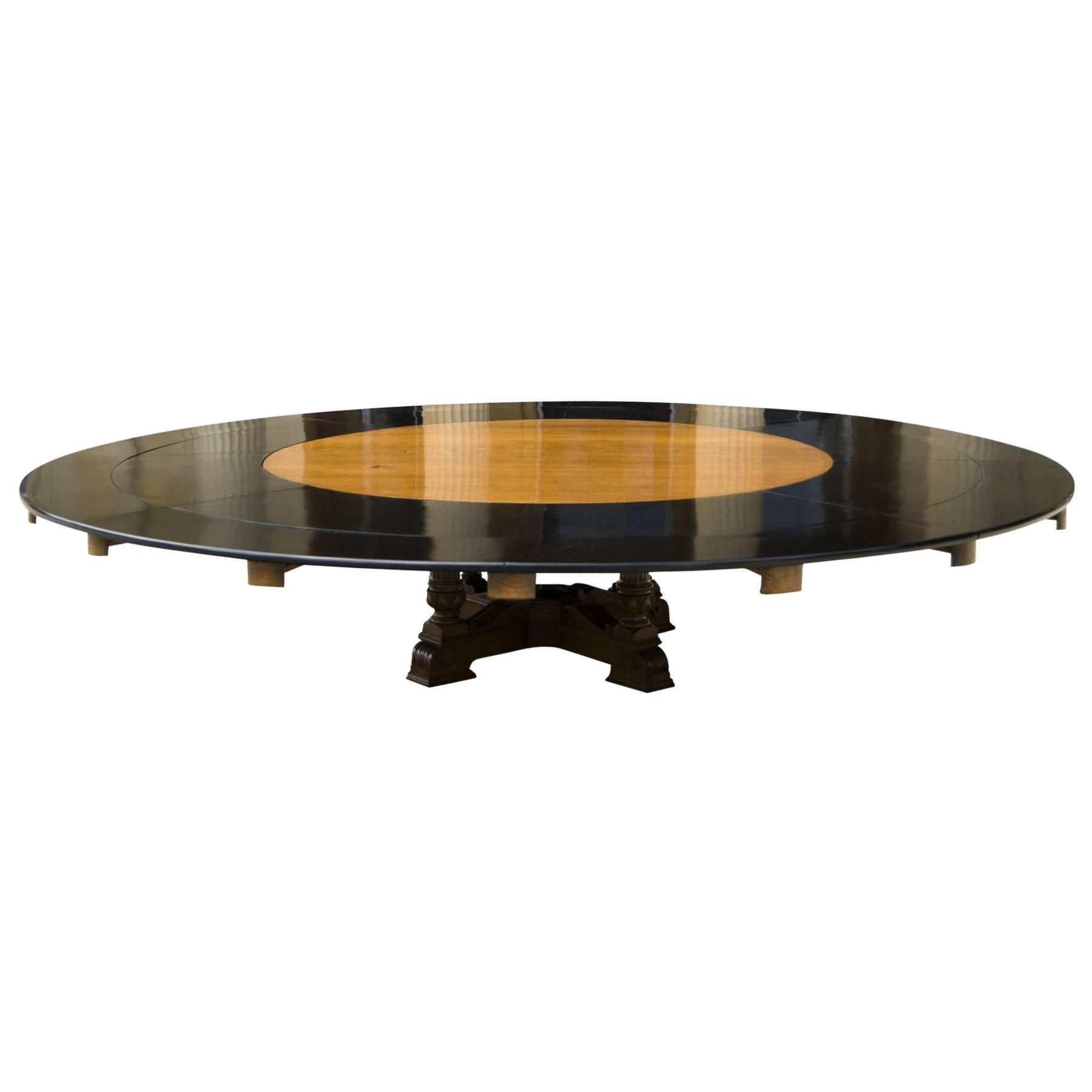 Massive Thirteen Foot Wide Round Oak Antique Dining Table to Seat ...