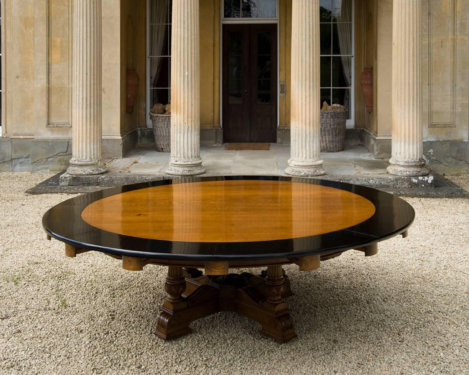 Massive Thirteen Foot Wide Round Oak Antique Dining Table to Seat ...