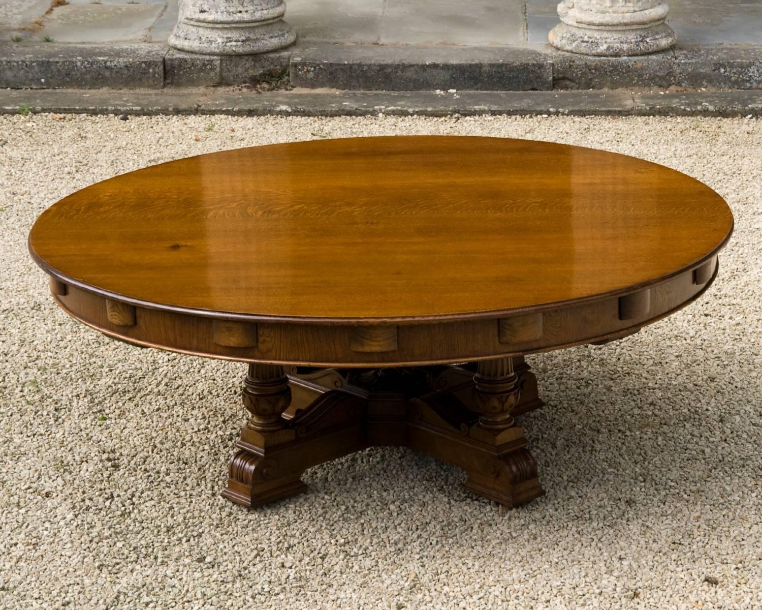 Massive Thirteen Foot Wide Round Oak Antique Dining Table to Seat ...