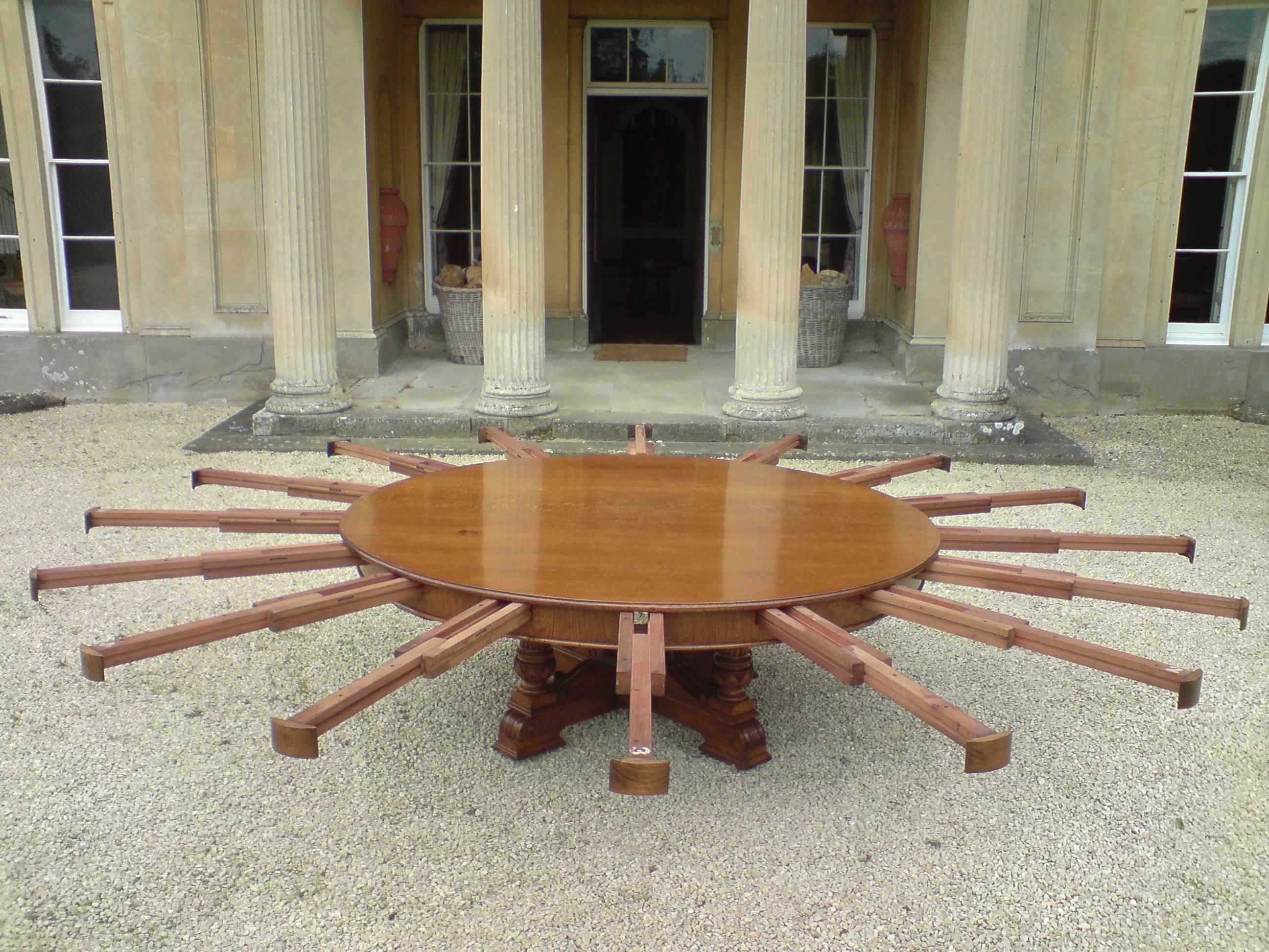 Massive Thirteen Foot Wide Round Oak Antique Dining Table to Seat ...