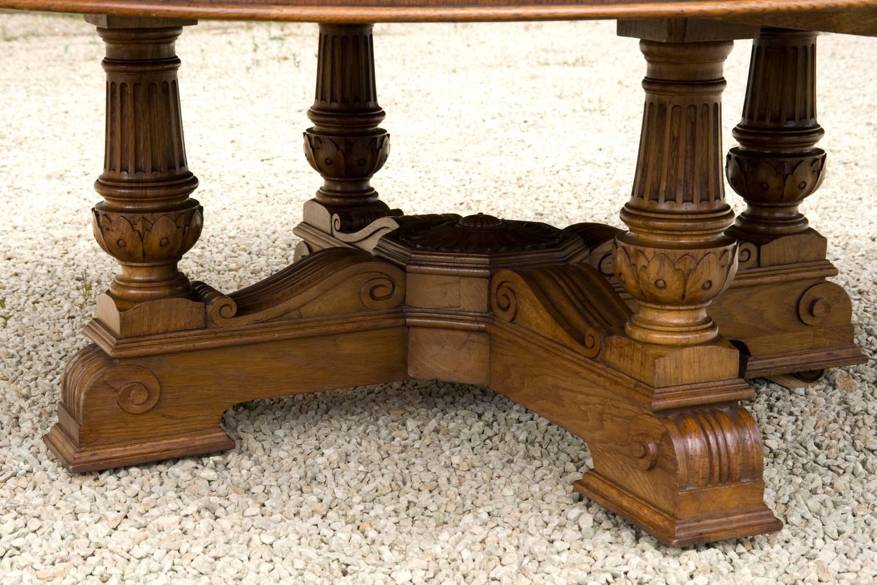 Massive Thirteen Foot Wide Round Oak Antique Dining Table to Seat ...