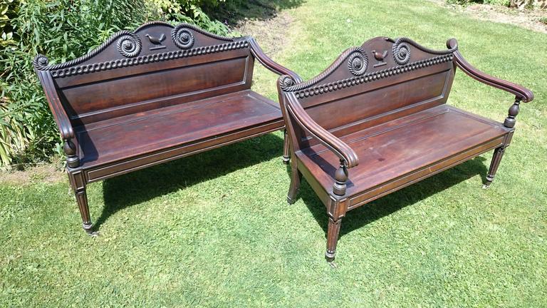 Rochfort Benches, Pair Irish Regency Mahogany Benches Original Family ...