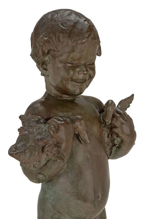 American Patinated Bronze Statue of 'Duck Baby', Signed Edith Barretto ...