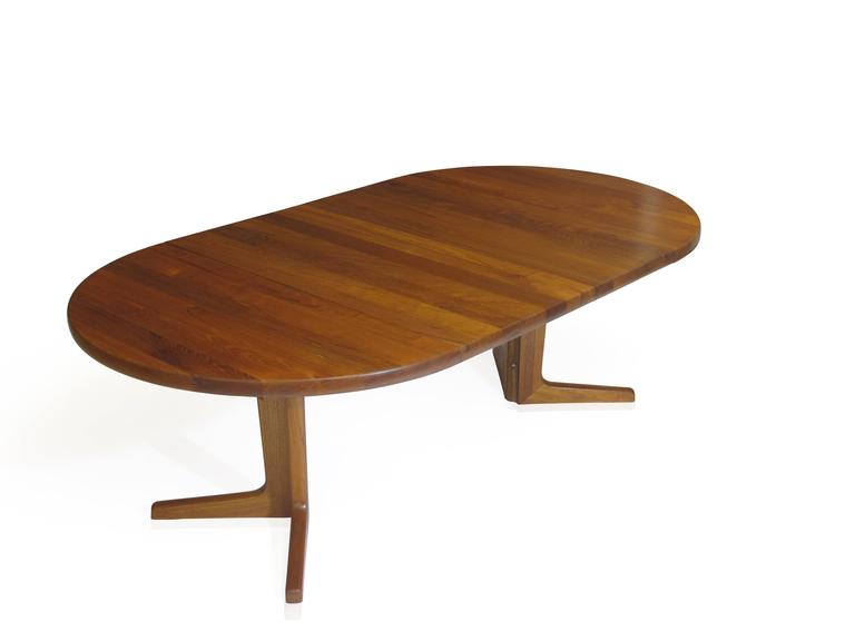 Solid Teak Dining Table with Two Leaves For Sale at 1stDibs