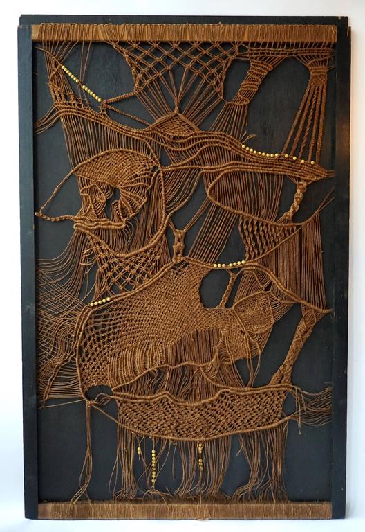 1970s Macramé Panel of Woven and Beaded Rope Tapestry at 1stDibs