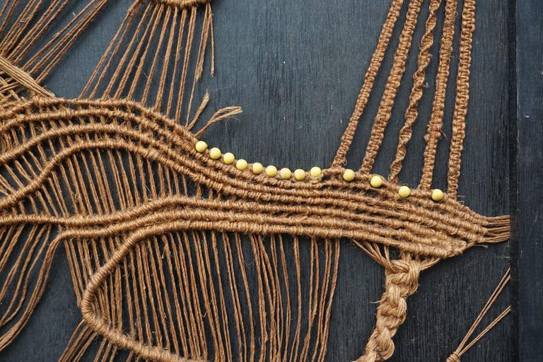 1970s Macramé Panel of Woven and Beaded Rope Tapestry at 1stDibs