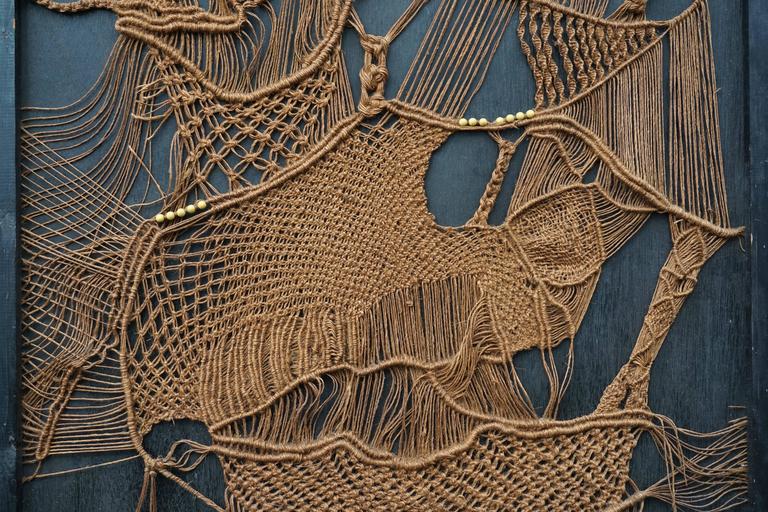 1970s Macramé Panel of Woven and Beaded Rope Tapestry at 1stDibs