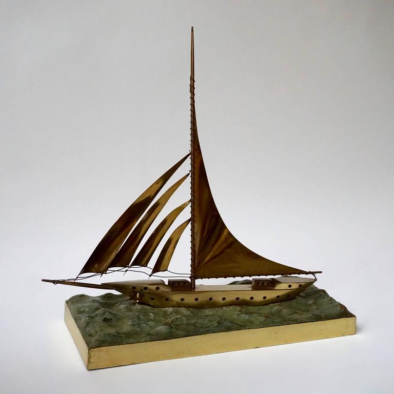 Art Deco Copper Sail Boat at 1stDibs