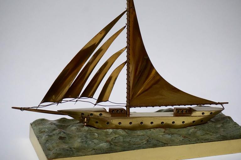 Art Deco Copper Sail Boat at 1stDibs